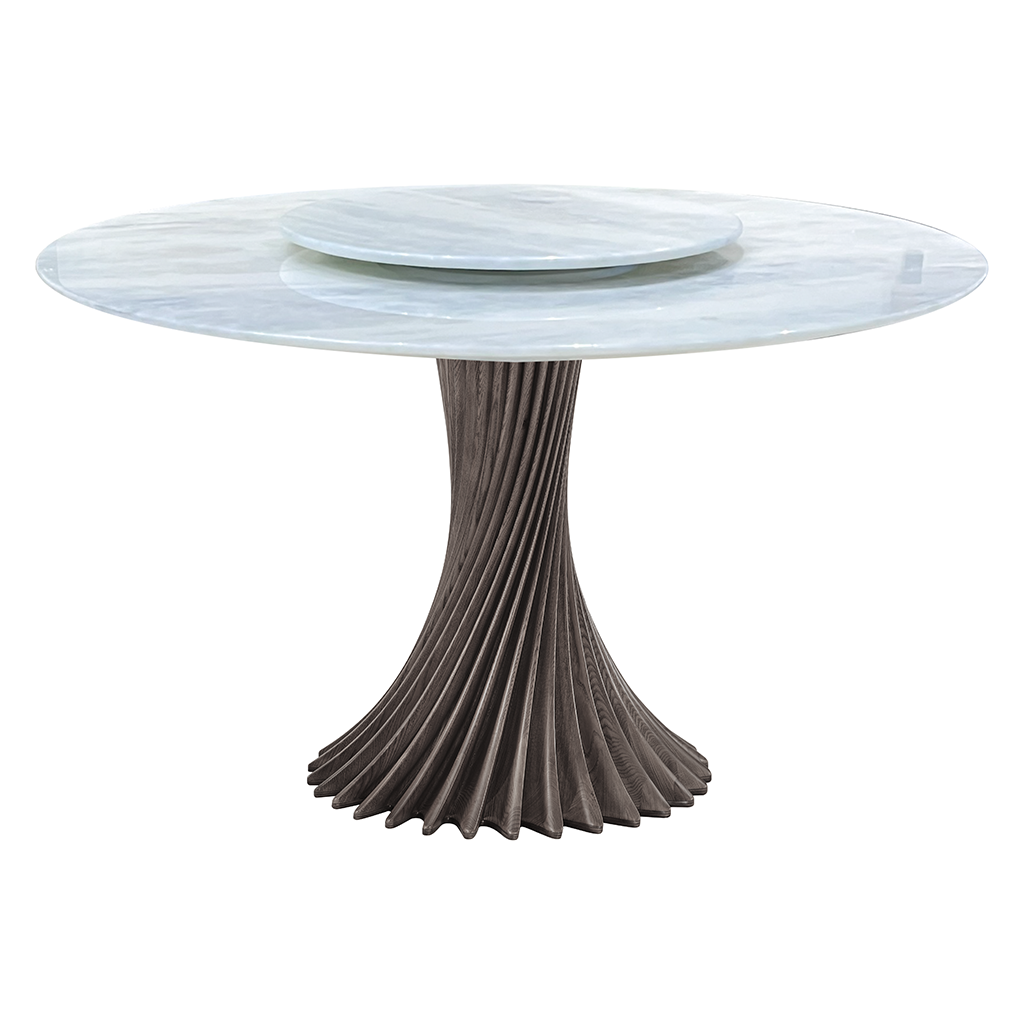 MESA COMEDOR REDONDA CON LAZY SUSAN TOP MARMOL VICTORIA BLUE — IDCO